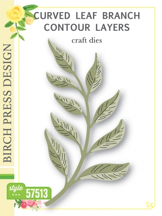 Birch Press Curved Leaf Branch Contour Layers - Craft Die - 123Stitch