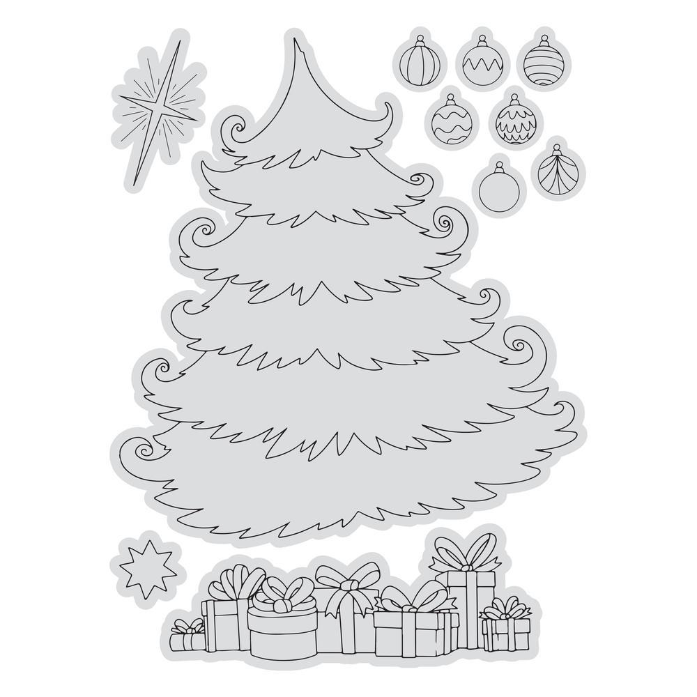 Couture Creations Christmas Tree - Scene / Color Outline Rubber Stamp ...