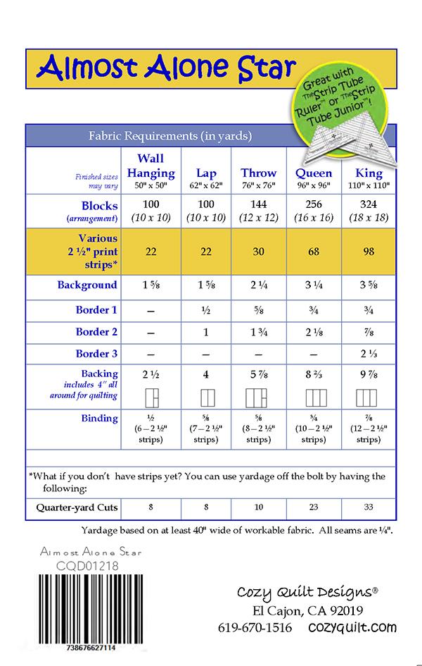 Cozy Quilt Almost Alone Star - Quilt Pattern - 123Stitch