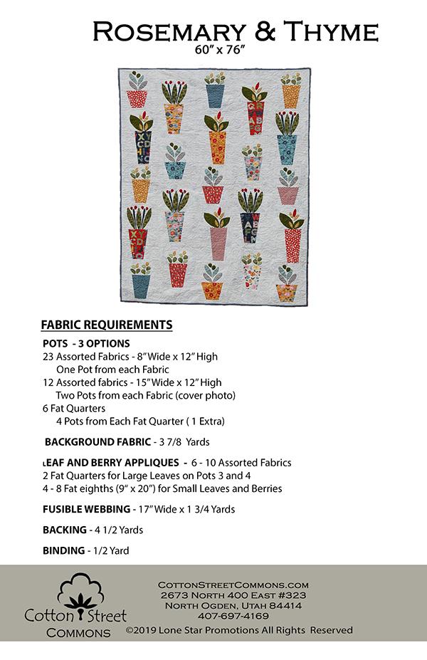 Cotton Street Commons Rosemary and Thyme - Quilt Pattern - 123Stitch