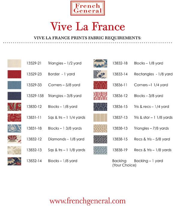 French General Vive La France - Quilt Pattern - 123Stitch