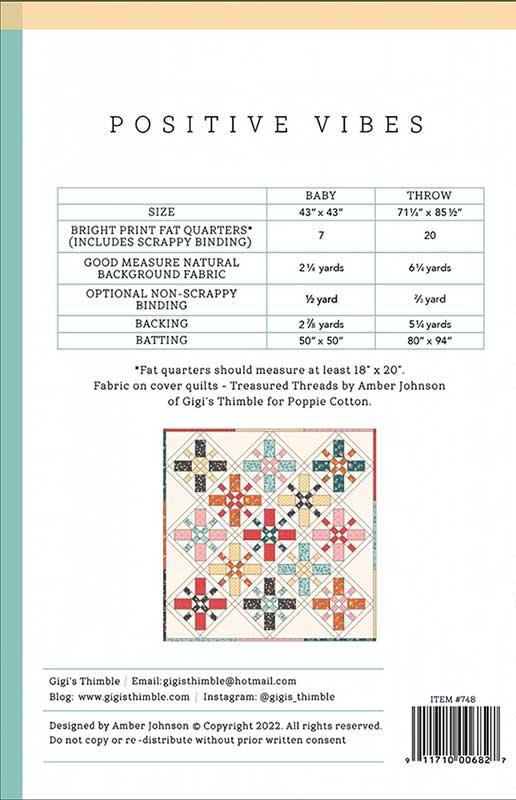 Gigis Thimble Positive Vibes - Quilt Pattern - 123Stitch