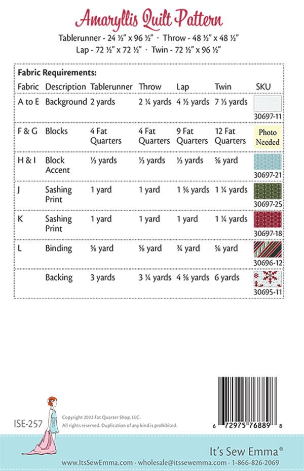 Its Sew Emma Amaryllis - Quilt Pattern - 123Stitch