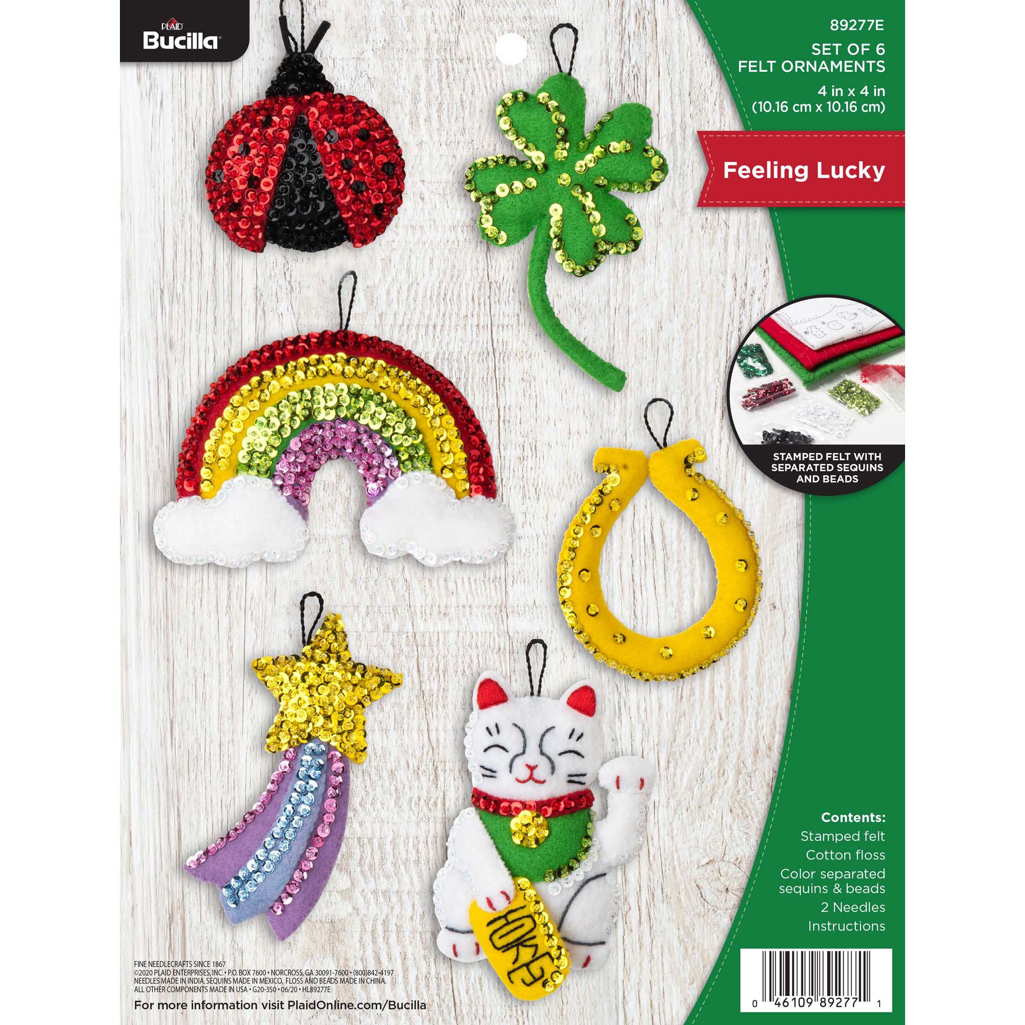 Bucilla Feeling Lucky - Christmas Ornaments - Felt Applique Kit 89277E ...