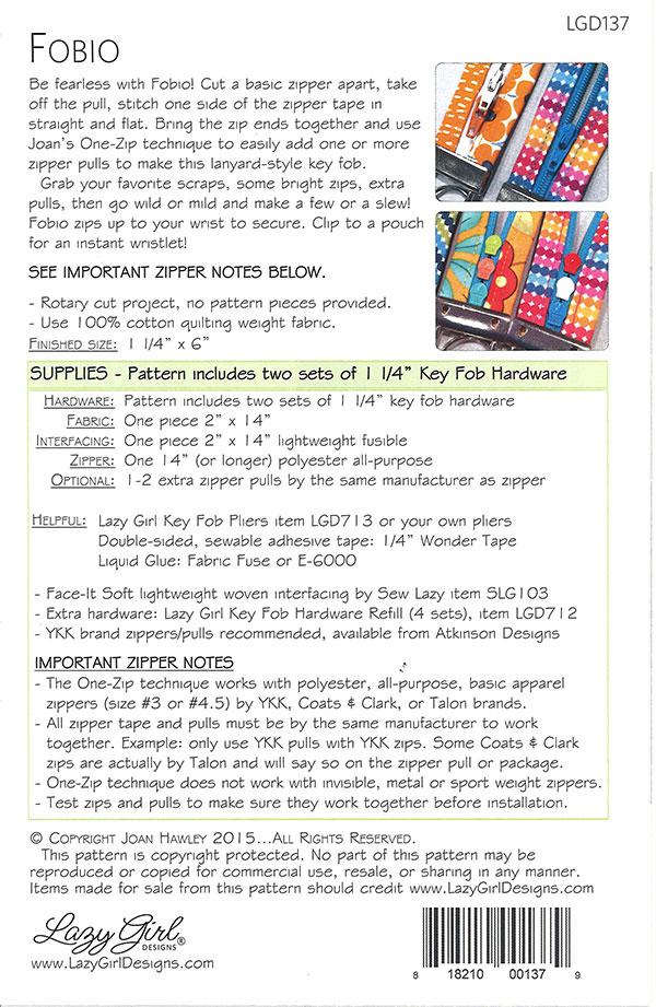 Lazy Girl Designs Fobio with hardware - Sewing Pattern - 123Stitch