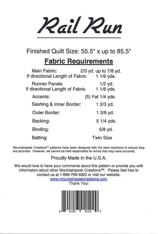 Mountainpeek Creations Rail Run - Quilt Pattern - 123Stitch