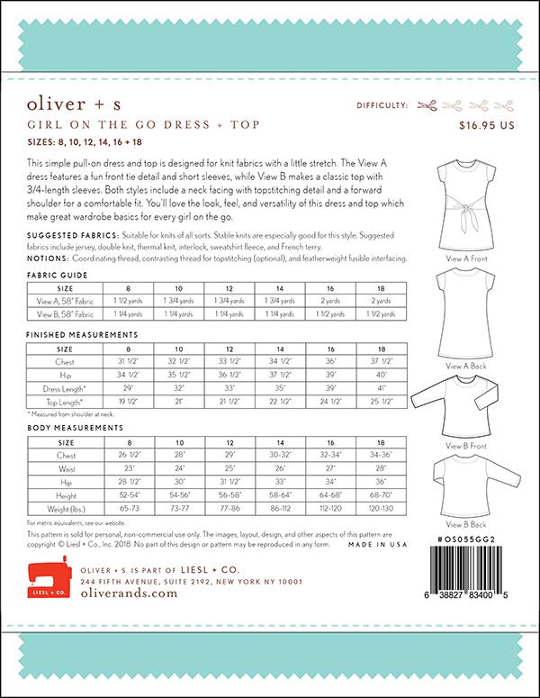 Oliver + S Girl On The Go Dress and Top - Quilt Pattern - 123Stitch