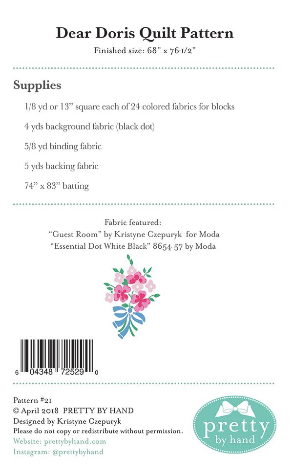 Pretty by Hand Dear Doris - Quilt Pattern - 123Stitch