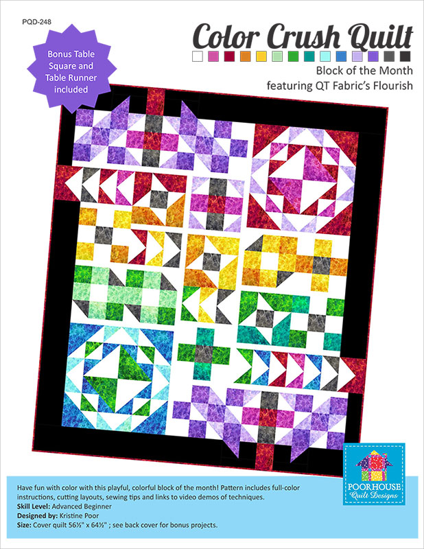 Poorhouse Quilt Design Color Crush BOM 6 MOS - Quilt Pattern - 123Stitch