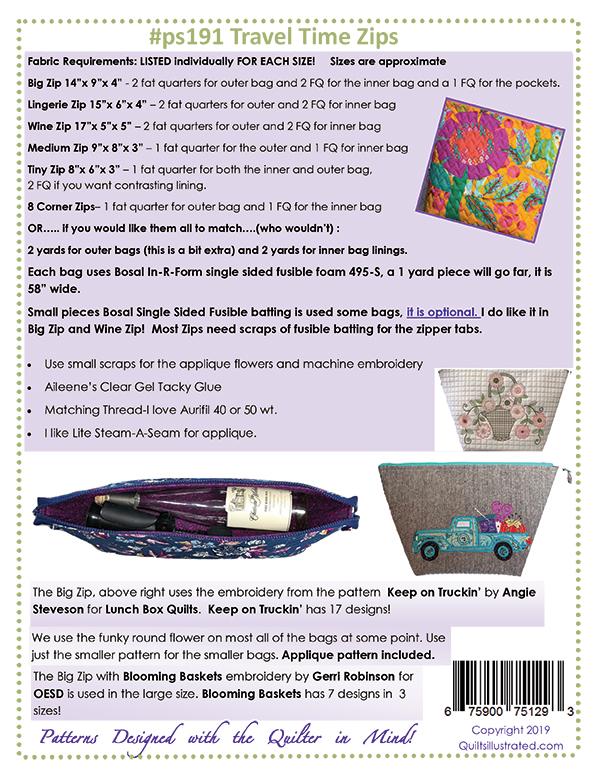 Quilts Illustrated Travel Time Zips - Quilt Pattern - 123Stitch